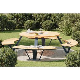 Ambia Garden Gartentischgruppe, Schwarz, Teak, Holz, Metall, Teakholz, ISO 9001, Bsci, FSC 100%, Gartenm&ouml;bel, Gartenm&ouml;bel-Sets