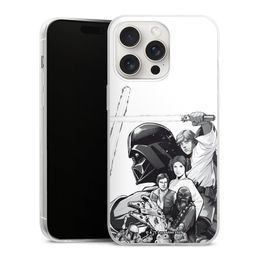 DeinDesign iPhone 15 Pro Max Handy Slim Case Silikon Handyh&uuml;lle transparent H&uuml;lle extra d&uuml;nn Star Wars Official Licensed Product Darth Vader Silikon Slim Case