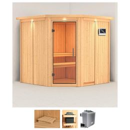 Karibu Sauna &raquo;Jarin&laquo; Set, Ofen 9 KW externe Strg easy beige Saunaofen, externe Steuerung, 9 kW