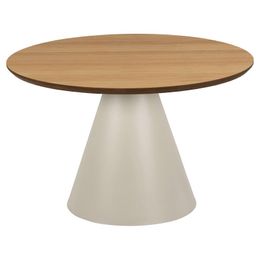 ACTONA GROUP Couchtisch &raquo;Soli&laquo; Rund Couchtisch, Tischplatte matt Eiche, S&auml;ule Gestell grau, &Oslash;65x43cm grau B/H/T: 65cm x 43cm x 65cm, &Oslash;65x43cm