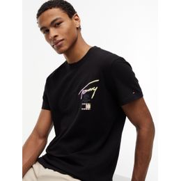 Tommy Jeans Herren T-Shirt "TJM REGULAR CITY SIGNATURE"schwarz, Gr. M, Single Jersey, Obermaterial: 100% Baumwolle, Shirts, mit Tommy-Signatur-Logo