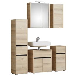 Badm&ouml;bel-Set &raquo;Mineralmarmor-Waschisch und Waschtischunterschrank&laquo; Komplett-Set, 5 Stk. tlg. beige Einheitsgr&ouml;&szlig;e