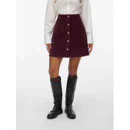 V&eacute;ro Moda VERO MODA Damen Cordrock "VMETTA HR SHORT CORD SKATER SKIRT NOOS", rot, Gr. XL, unifarben, Cord, Obermaterial: 98% Baumwolle, 2% Elasthan, R&ouml;cke