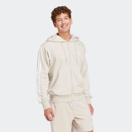Herren Kapuzensweatshirt "ESSENTIALS 3-STREIFEN FRENCH TERRY", beige, Gr. S, adidas Sportswear, Obermaterial: 55% Baumwolle, 36% Polyester, 9%