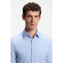 BOSS Herren Businesshemd "HANK", blau, Gr. 41, unifarben, Web, Obermaterial: 92% Polyamid, 8% Elasthan, Hemden, Slim-Fit, aus funktionalem