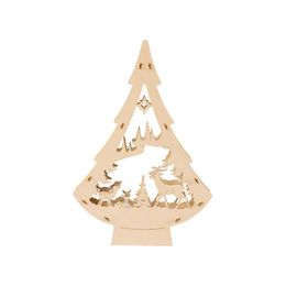 SAICO Original LED Schwibbogen &raquo;LED-Lichterbaum, Rehe im Wald&laquo; f&uuml;r Batteriebetrieb, Timer, LED-Stripe, warmwei&szlig;, BxHxT: 20,5x30x4 cm Holz teilmassiv B