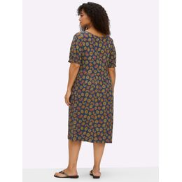 sheego Damen Jerseykleid "Jersey-Kleid"tiefblau, ozean, bedruckt, Gr. 46, Paisley, gemustert, mehrfarbig, Jersey, 95% Viskose, 5% Elasthan, Kleider