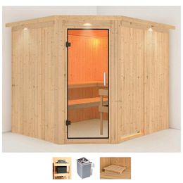 Karibu Sauna &raquo;Marit&laquo; Set, Ofen 9 kW integr. Strg beige Saunaofen, integrierte Steuerung, 9 kW