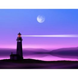papermoon Fototapete &raquo;Romantischer Leuchtturm&laquo; bunt Vlies B/L: 3m x 2,23m, Bahnen: 6 Stk.