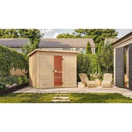 Weka Saunahaus &raquo;Kaapi 4&laquo; Blockbohlen aus Fichtenholz Saunaofen, externe Steuerung, 9 kW