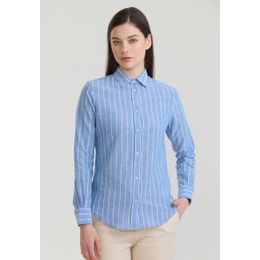 FELIX HARDY Damen Hemdbluse "Gestreiftes Langarm Hemd", blau, Gr. L, 65% Baumwolle, 35% Leinen, Blusen