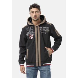 Cipo & Baxx CIPO & BAXX Herren Sweatjacke "Sweatjacke", schwarz, Gr. L, bedruckt, 100% Polyester, Sweatjacken, mit Kaputze