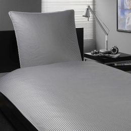 Elegante Bettw&auml;sche &raquo;Hamburger Streifen&laquo; 2 Stk. angenehmes Hautgef&uuml;hl grau Mako-Satin, Obermaterial: 100% Baumwolle B/L: 155cm x 220cm, 1 Stk., 1 Stk., Mako-