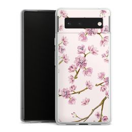 DeinDesign Google Pixel 6 Handy Silikon H&uuml;lle Case transparent Handyh&uuml;lle Cherry Blossom Girl Style Spring Silikon Case