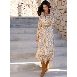 Inspirationen Damen Druckkleid "Druck-Kleid"schilf, champagner, bedruckt, Gr. 48, gebl&uuml;mt, gemustert, mehrfarbig, 100% Polyester, Kleider