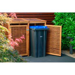 Dobar M&uuml;lltonnenbox 2x240l, BxTxH: 137x83x132 cm braun Holzwerkstoff Einheitsgr&ouml;&szlig;e