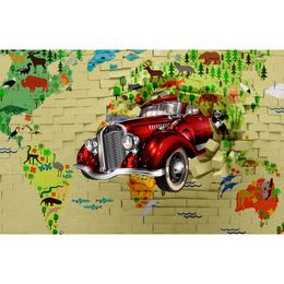 papermoon Fototapete &raquo;3D ABSTRAKT DESIGN-VINTAGE OLDTIMER WANDDEKO XXL&laquo; bunt Vlies B/L: 4m x 2,6m, Bahnen: 8 Stk.
