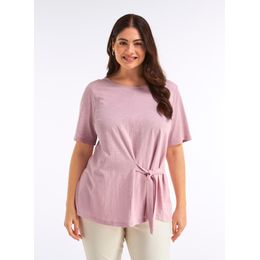 sheego Damen T-Shirt "Halbarmshirt", rosa, Gr. 48, unifarben, 50% Baumwolle, 50% Viskose, Shirts