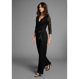 Laura Scott Damen Jumpsuit mit Spitzenoberteil, elastischer Materialmix schwarz 34, N-Gr