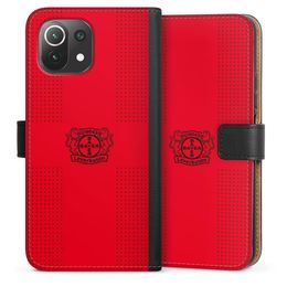 DeinDesign Xiaomi Mi 11 Lite 5G Handy Klapph&uuml;lle Handyh&uuml;lle aus Kunst Leder schwarz Flip Case Logo Bayer 04 Leverkusen Official Licensed Product Sideflip mit 