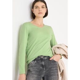 Cecil Damen Langarmshirt, gr&uuml;n, Gr. XXL, unifarben, Web, 100% Baumwolle, Shirts, aus reiner Baumwolle