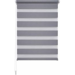 Doppelrollo Liedeco, B:60cm H:160cm, grau, Polyester, Rollos, "Klemmfix-Duo-Rollo", 1 St&uuml;ck