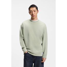 Hugo Herren Langarmshirt "Nuwolo", gr&uuml;n, Gr. S, Single Jersey, Obermaterial: 87% Baumwolle, 13% Polyamid, Shirts, Rundhalsausschnitt, l&auml;ssig