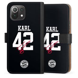 DeinDesign Xiaomi Mi 11 Lite 5G Handy Klapph&uuml;lle Handyh&uuml;lle aus Kunst Leder schwarz Flip Case Merchandise Fc Bayern M&uuml;nchen Lennart Karl Sideflip mit langer 
