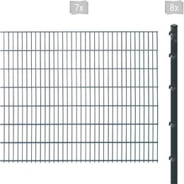 Arvotec Doppelstabmattenzaun &raquo;ESSENTIAL 143 zum Einbetonieren&laquo; Zaunh&ouml;he 143 cm, Zaunl&auml;nge 2 - 60 m grau Kunststoff, Stahl H/L: 143cm x 14m, Pfosten: 8 Stk.