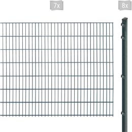 Arvotec Doppelstabmattenzaun &raquo;EXCLUSIVE 143 zum Einbetonieren&laquo; Zaunh&ouml;he 143 cm, Zaunl&auml;nge 2 - 60 m grau Kunststoff, Stahl H/L: 143cm x 14m, Pfosten: 8 Stk.