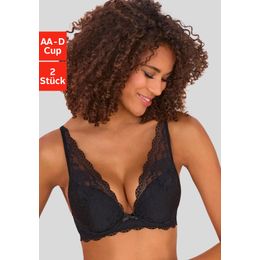 Damen Push-up-BH, PETITE FLEUR BY LASCANA, Gr. 75, schwarz-wei&szlig;, Spitze, Obermaterial: 60% Polyamid, 35% Polyester, 5% Elasthan, BHs, mit B&uuml;gel, im