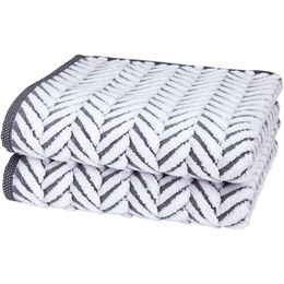 Ross Handt&uuml;cher &raquo;Sensual 9002&laquo; im Zopfmusterstil schwarz-wei&szlig; Frottier, Obermaterial: 100% Baumwolle B/L: 50cmx100cm, 2 Stk., Frottier