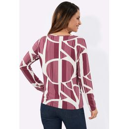 Inspirationen Damen Rundhalsshirt "Druck-Shirt"bordeaux, ecru, bedruckt, Gr. 44, bedruckt, gemustert, mehrfarbig, 95% Viskose, 5% Elasthan, Shirts