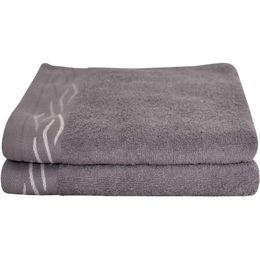 Dyckhoff Handt&uuml;cher &raquo;Wave&laquo; mit Jacquard-Bord&uuml;re grau Frottier, Baumwolle B/L: 50cmx100cm, 2 Stk., Wellen, Frottier