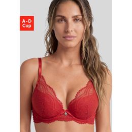 Nuance by Lascana Neckholder-BH &raquo;Vivianna&laquo; mit verschiedenen Tragevarianten, mit floraler Spitze, Dessous rot 80, Cup B Neckholder-BH
