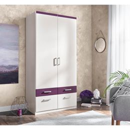 Priess Kleiderschrank lila Holzwerkstoff B/H/T: 94cm x 193cm x 56cm, T&uuml;ren: 2 Stk.