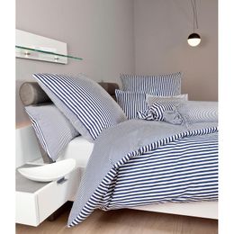 Janine Wendebettw&auml;sche &raquo;modernclassic 3912, 100% Baumwolle&laquo; 3 Stk. mit Rei&szlig;verschluss, Streifen Design blau Mako-Satin, Obermaterial: 100% Baumwolle B/L: 