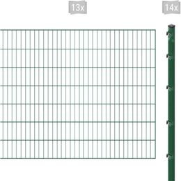 Arvotec Einstabmattenzaun &raquo;ESSENTIAL 140 zum Aufschrauben&laquo; Zaunh&ouml;he 140 cm, Zaunl&auml;nge 2 - 60 m gr&uuml;n Kunststoff, Stahl H/L: 140cm x 26m, Pfosten: 14 Stk.