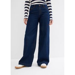 bonprix Damen Weite Jeans, blau, Gr. 38, Denim/Jeans, Obermaterial: 99% Baumwolle, 1% Elasthan, Jeans, mittlerer Bund, mit Elasthan-Anteil, aus