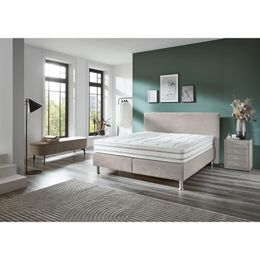 Die PlanBar Boxspringbett &raquo;OC-ON23148&laquo; inkl. Wendematratzen u. Bonellfederkern Unterbau, 160/180x200cm beige 100% Polyester Polyester Wendematratze H2