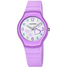 Calypso Watches Damen Calypso Watches Quarzuhr &raquo;Junior Collection&laquo; Armbanduhr, Kinder, Herzmotiv, Geschenkidee, Geburtstag, Schulanfang lila 