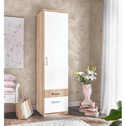 Priess Kleiderschrank wei&szlig; Holzwerkstoff B/H/T: 48cm x 193cm x 56cm, T&uuml;ren: 1 Stk.
