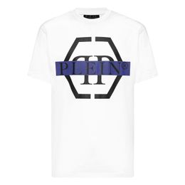 Philipp Plein Herren T-Shirt "Kurzarm-Rundhals-T-Shirt", wei&szlig;, Gr. XL, Obermaterial: 100% Baumwolle, Shirts