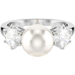 Swarovski Damen Fingerring "Schmuck Geschenk Matrix Ring", 50, Metall Perlen, wei&szlig;, Metall, Perlen, Fingerringe, mit Swarovski Zirkonia (synth.) -