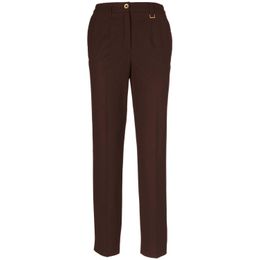 GOLDNER Damen Stoffhose "B&uuml;gelfaltenhose mit Teildehnbund", beige, Gr. 42, Obermaterial: 63% Polyester PES. 34% Viskose CV. 3% Elasthan EL., Hosen,