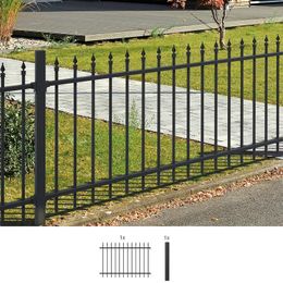 Alberts Metallzaun &raquo;Anbauset Chaussee&laquo; H&ouml;he: 100 und 120 cm, Breite: 200 cm, zum Einbetonieren schwarz Aluminium H/L: 120cm x 2m, Pfosten: 1 Stk.