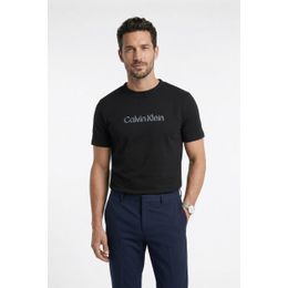 Calvin Klein Herren T-Shirt, schwarz, Gr. S, unifarben, Single Jersey, Obermaterial: 100% Baumwolle, Shirts, Logoschriftzug, Rundhalsausschnitt,