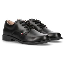 Tommy Hilfiger Kinder Schn&uuml;rschuh, Gr. 33, schwarz, Lederimitat, Schuhe, Konfirmationsschuh, Kommunionsschuh, Anzugschuh mit Lederfutter