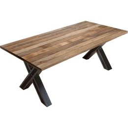 M&ouml;bilia Esstisch &raquo;Aletsch&laquo; gefertigt aus unbehandeltem Holz, recyceltes Ger&uuml;stholz schwarz Platte Fichte/Tanne, Gestell Metall B/H/T: 180cm x 77cm x 100cm, 