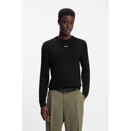 Hugo Herren Rundhalspullover "San Cassius-C2", schwarz, Gr. XL, unifarben, Strick, Obermaterial: 100% Baumwolle, Pullover, Rundhalsausschnitt, Slim